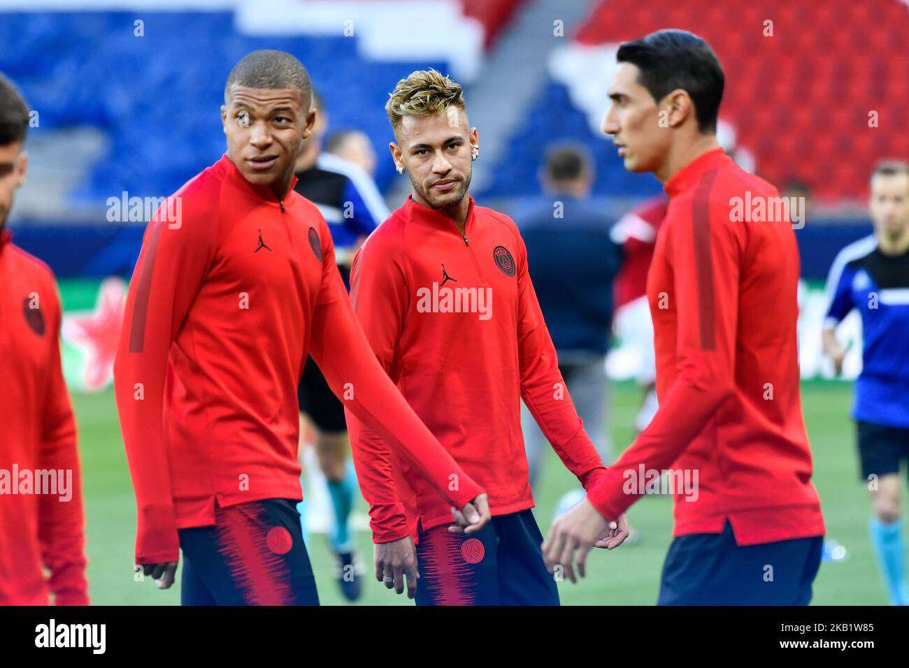 Neymar jr angel di maria killian mbappe hi-res stock photography and ...