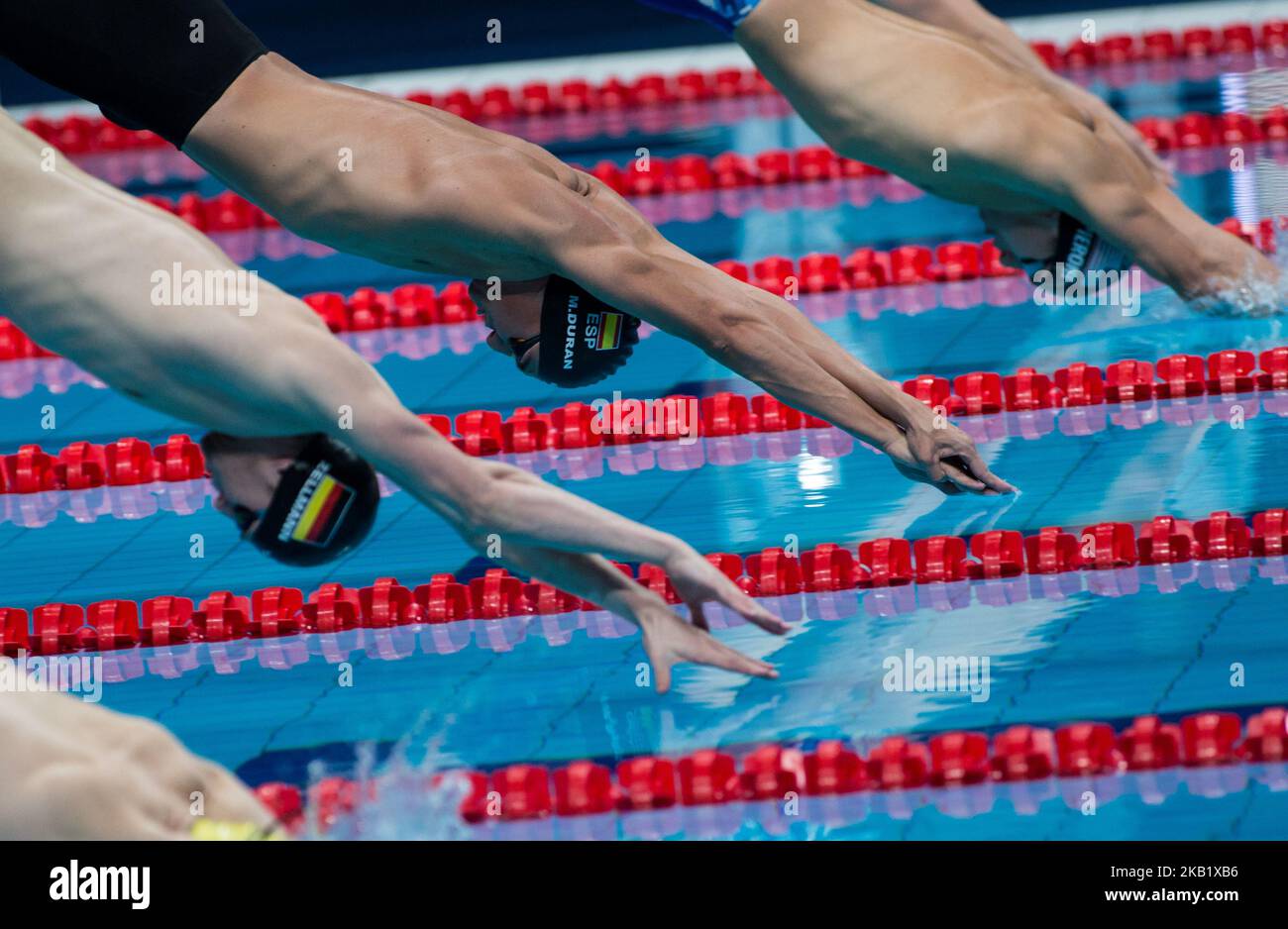 Duran Miguel of Spain competes in the Mens 400m Freestyle on day one of ...