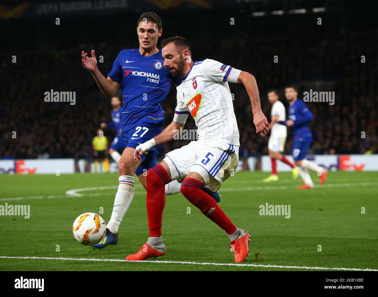 London, England - October 04: Attila Fiola of MOL Vidi FC (White ...