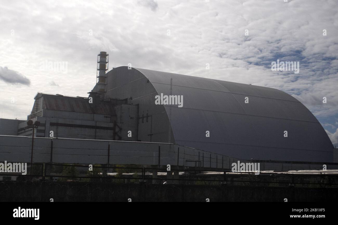 A view of the New Safe Confinement over the 4th block of the Chernobyl ...