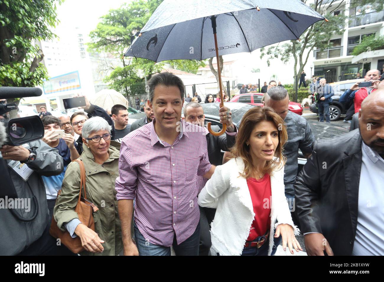 The candidate for the Presidency of Brazil, Fernando Haddad, makes his ...