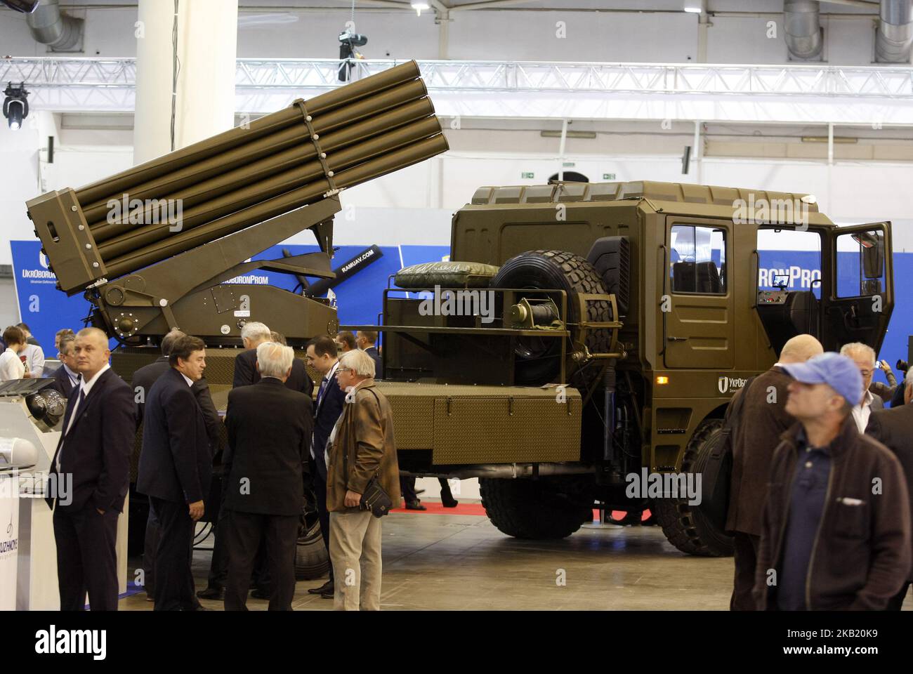 New Ukrainian multiple rocket launcher system BM-21UM is seen at the ...