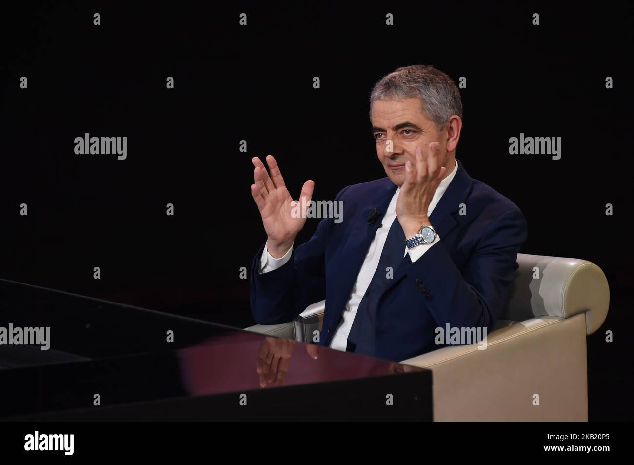 English actor Sir Rowan Atkinson attends 'Che Tempo Che Fa' tv show at ...