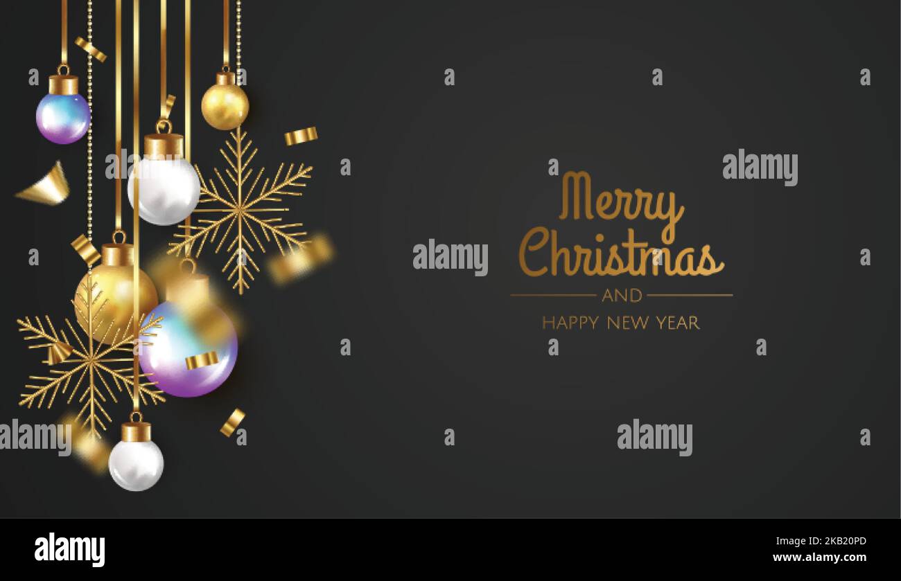 Christmas banner. Xmas background design with realistic christmas ball ...