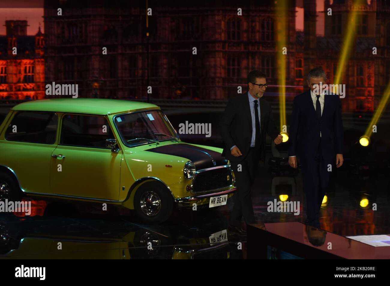 English actor Sir Rowan Atkinson and Fabio Fazio attend 'Che Tempo Che ...