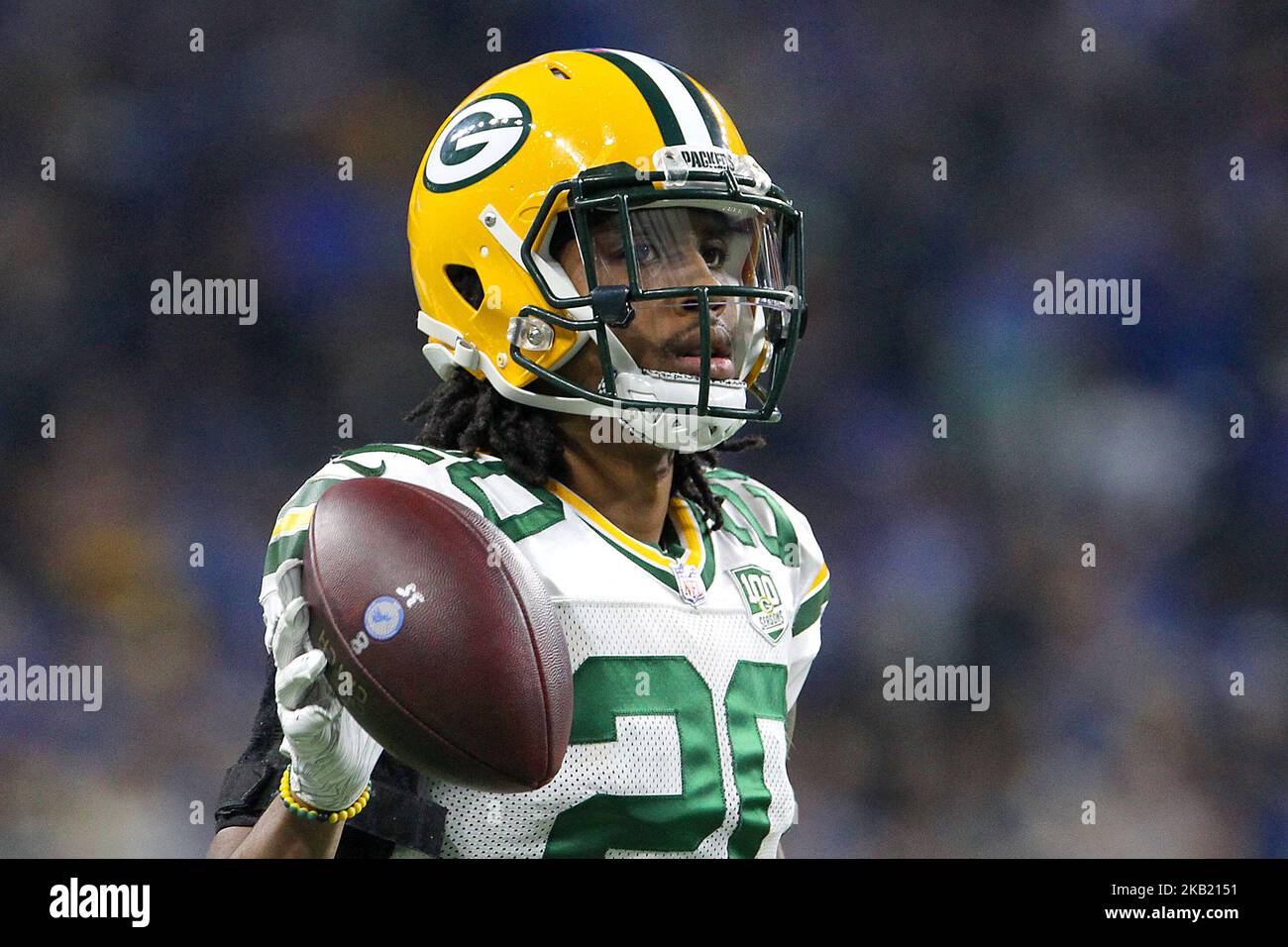 Green Bay Packers cornerback Kevin King (20) after a play during the ...