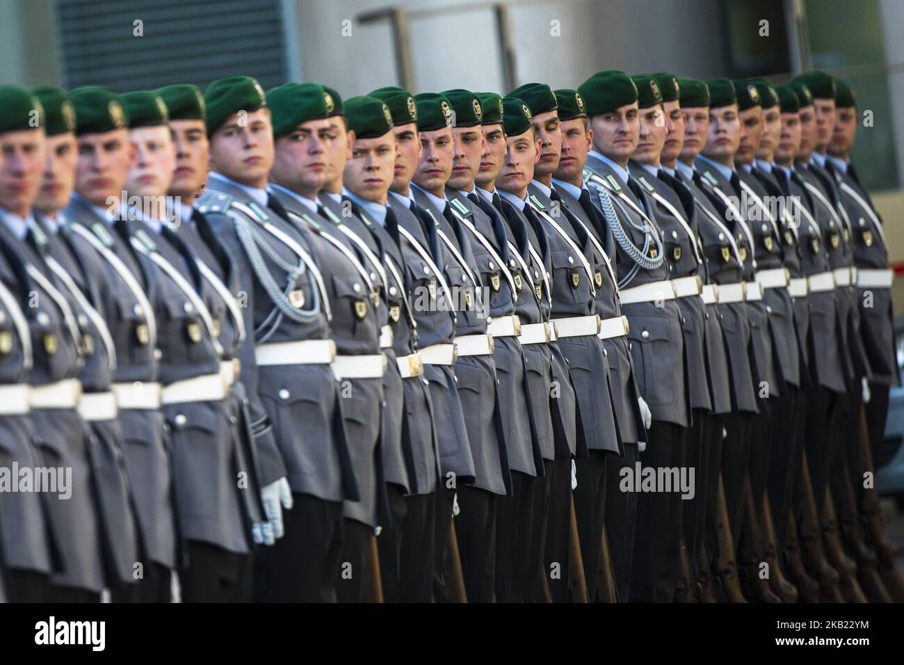 Soldiers of the guard of honour are pictured at the Chancellery in ...