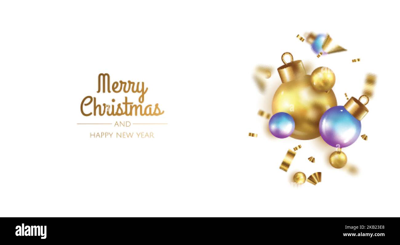 Happy New Year and Merry Christmas. Background with realistic holiday ...