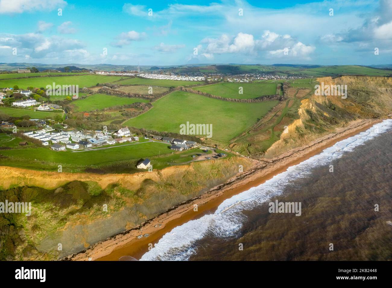 Eype, Dorset, UK. 3rd November 2022. UK Weather. View from the air of ...