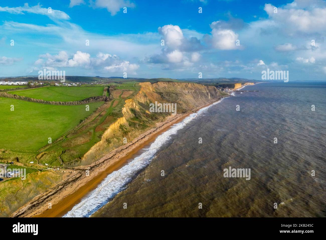 Eype, Dorset, UK. 3rd November 2022. UK Weather. View from the air of ...