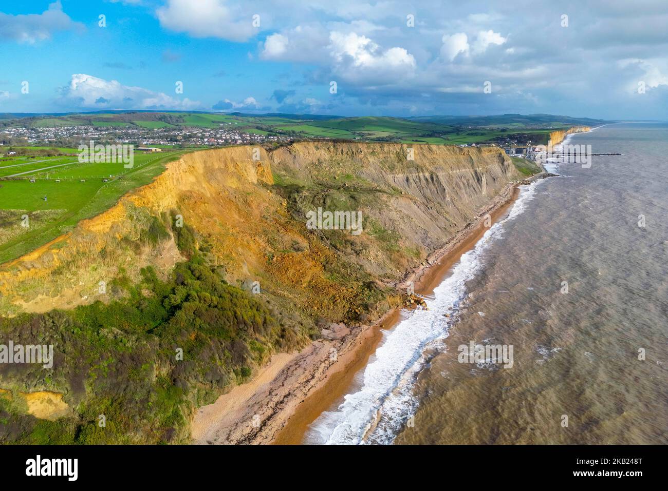Eype, Dorset, UK. 3rd November 2022. UK Weather. View from the air of ...
