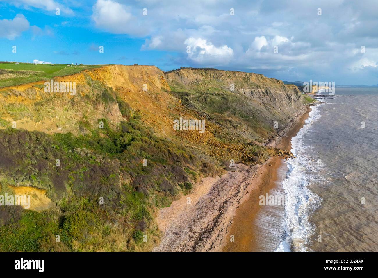 Eype, Dorset, UK. 3rd November 2022. UK Weather. View from the air of ...