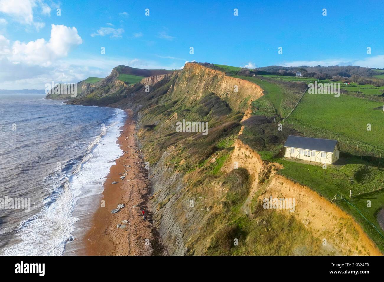 Eype, Dorset, UK. 3rd November 2022. UK Weather. View from the air of ...