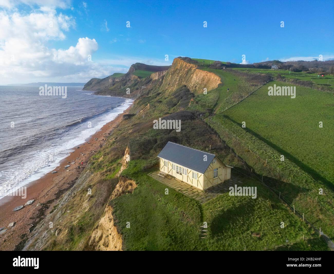 Eype, Dorset, UK. 3rd November 2022. UK Weather. View from the air of ...