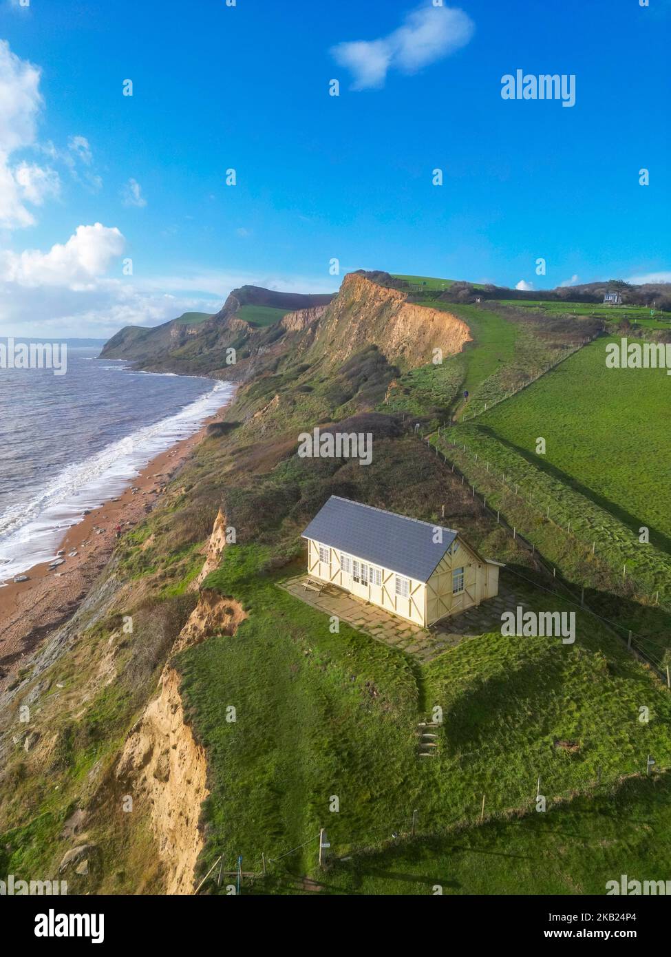 Eype, Dorset, UK. 3rd November 2022. UK Weather. View from the air of ...