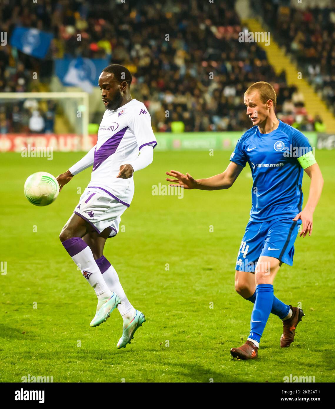 RIGA, LATVIA. 3rd November 2022. Jonathan Ikone (L) and Tomislav Saric ...