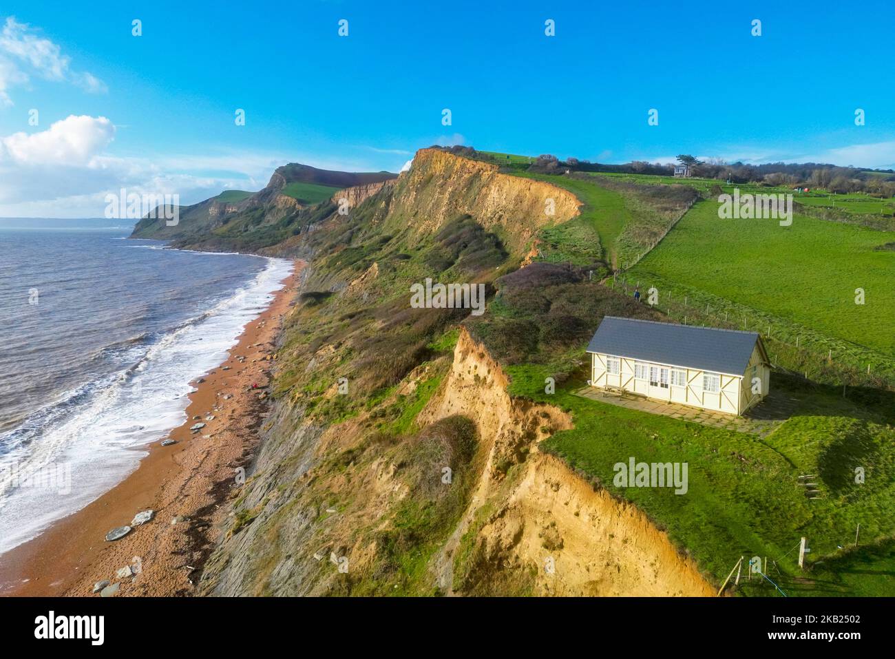 Eype, Dorset, UK. 3rd November 2022. UK Weather. View from the air of ...