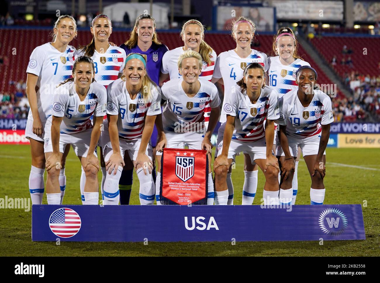 Back Row:- Abby Dahlkemper, Alex Morgan, Alyssa Naeher, Lindsey Horan ...