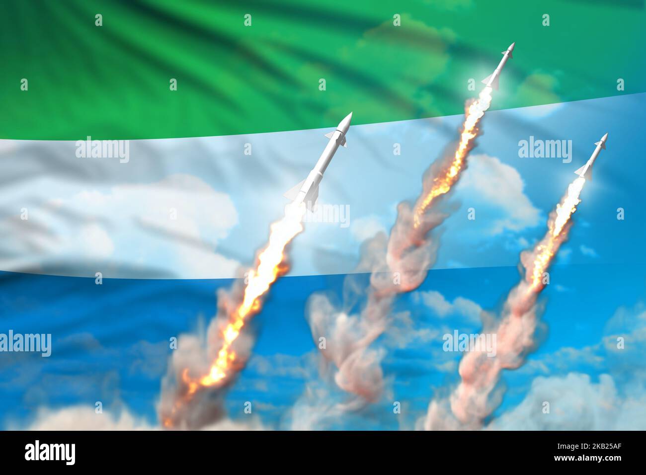 Modern strategic rocket forces concept on blue sky background, Sierra ...