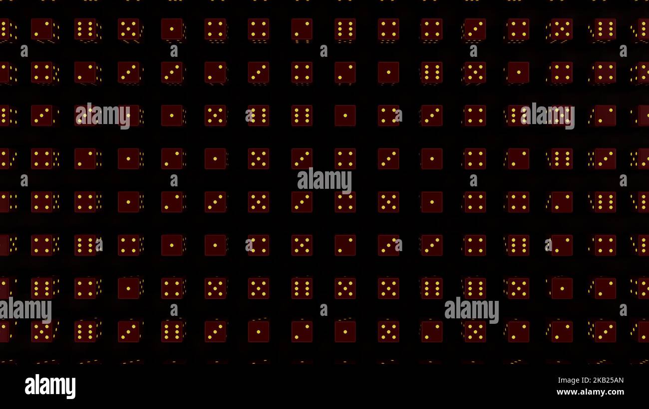 Many crimson and yellow game of chance dices bg - abstract 3D ...