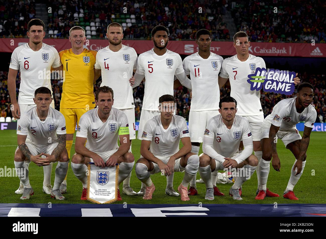 Line up of England (L-R) Harry Maguire, Pickford, Eric Dier, Joe Gomez ...