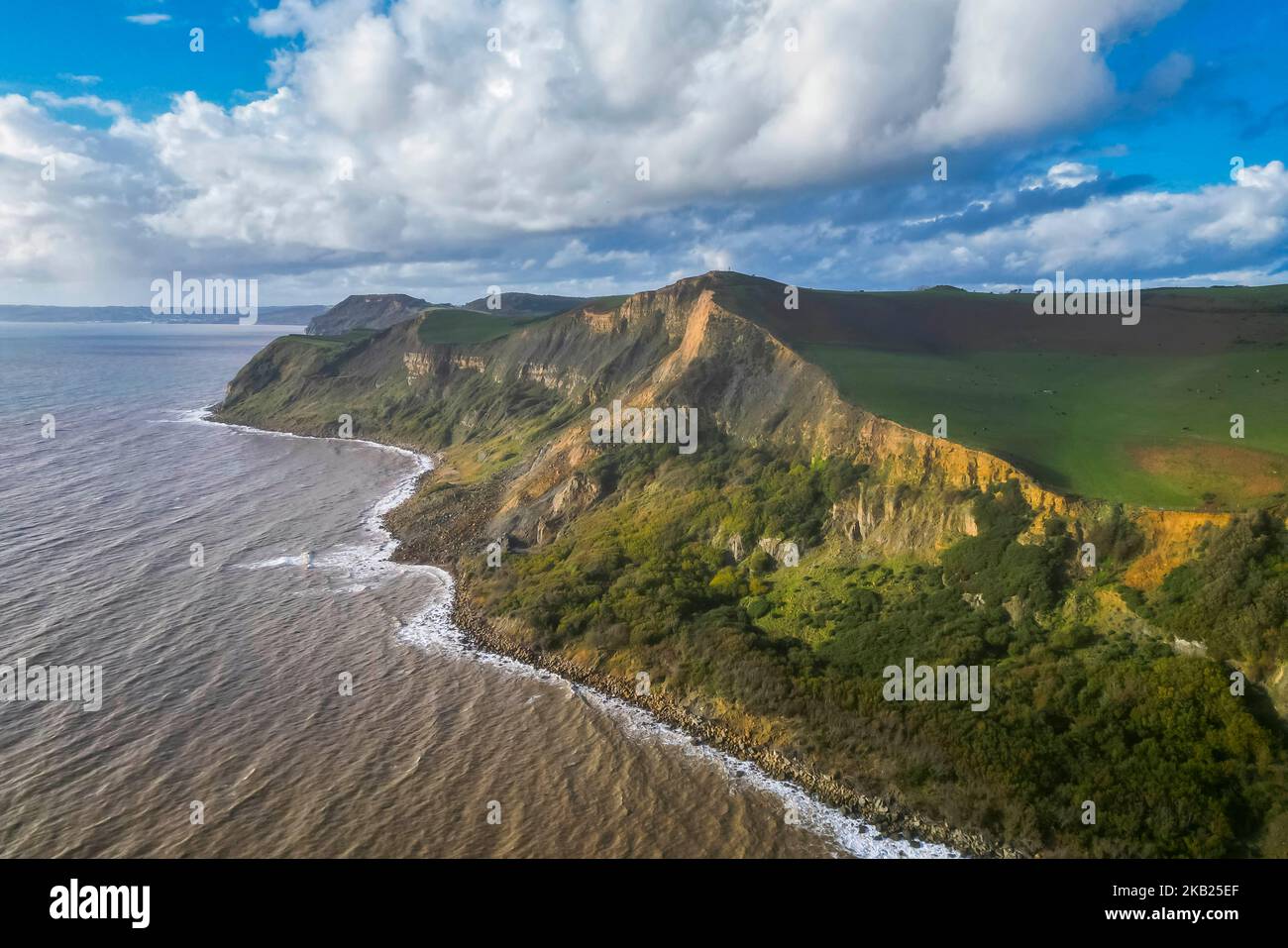 Eype, Dorset, UK. 3rd November 2022. UK Weather. View from the air of ...