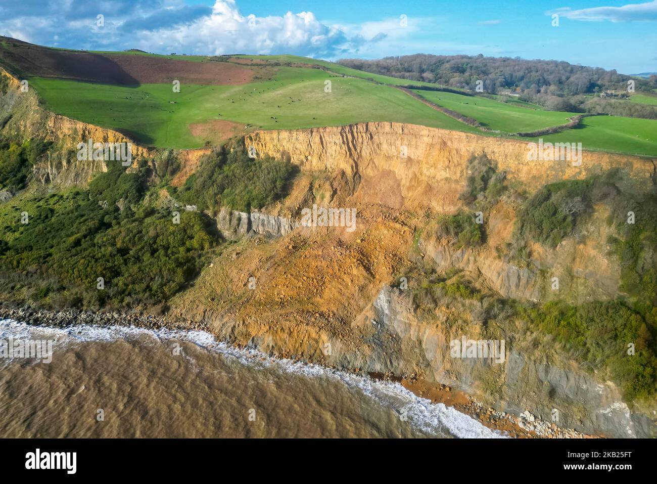 Eype, Dorset, UK. 3rd November 2022. UK Weather. View from the air of ...