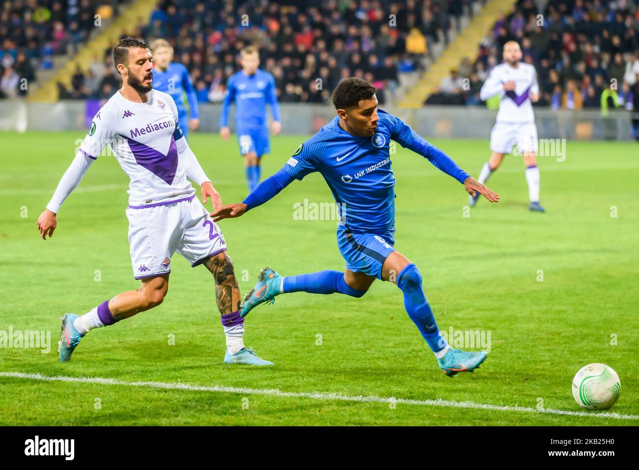 RIGA, LATVIA. 3rd November 2022. Lucas Martinez Quarta (L) and Emerson ...