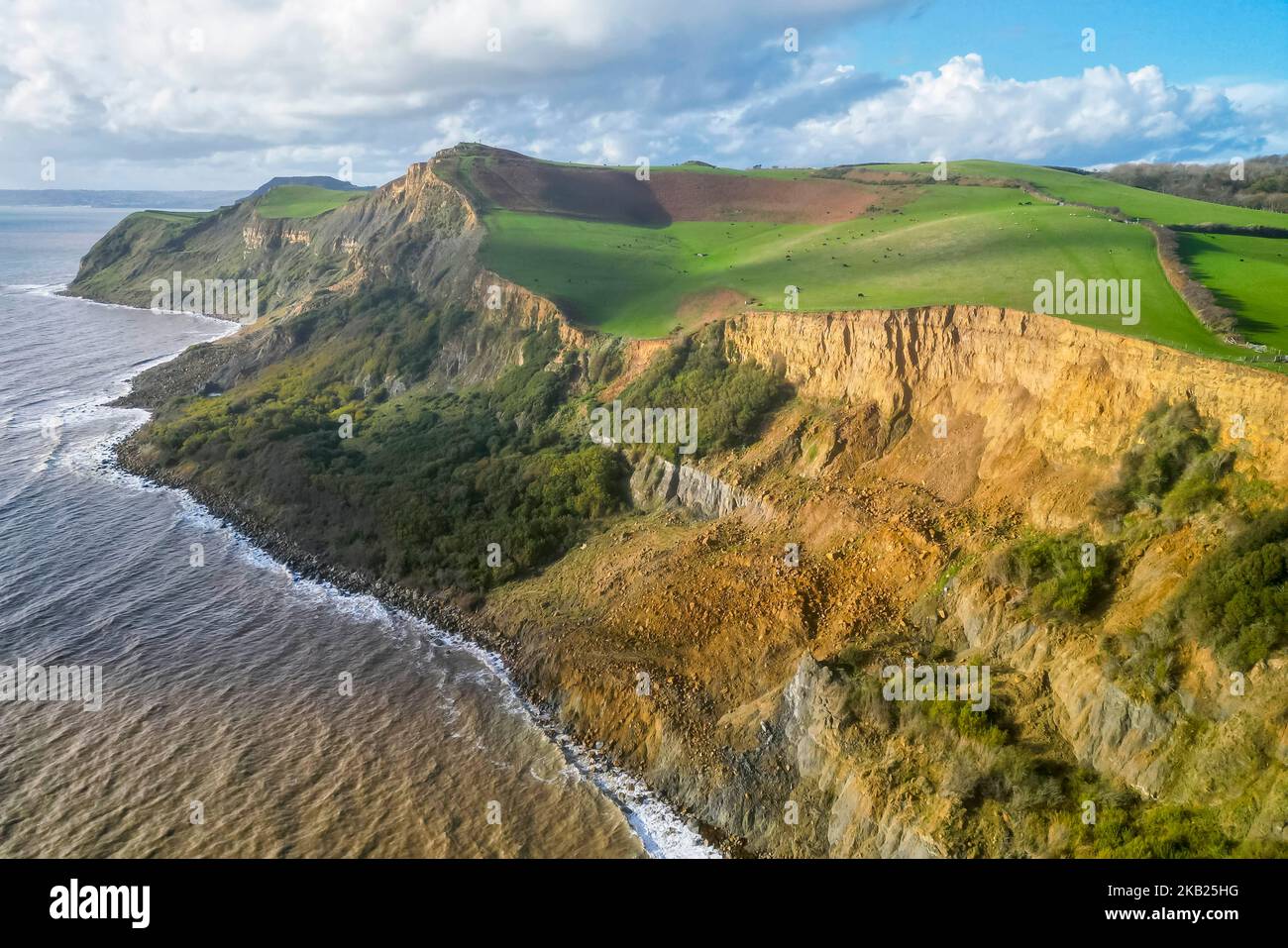 Eype, Dorset, UK. 3rd November 2022. UK Weather. View from the air of ...