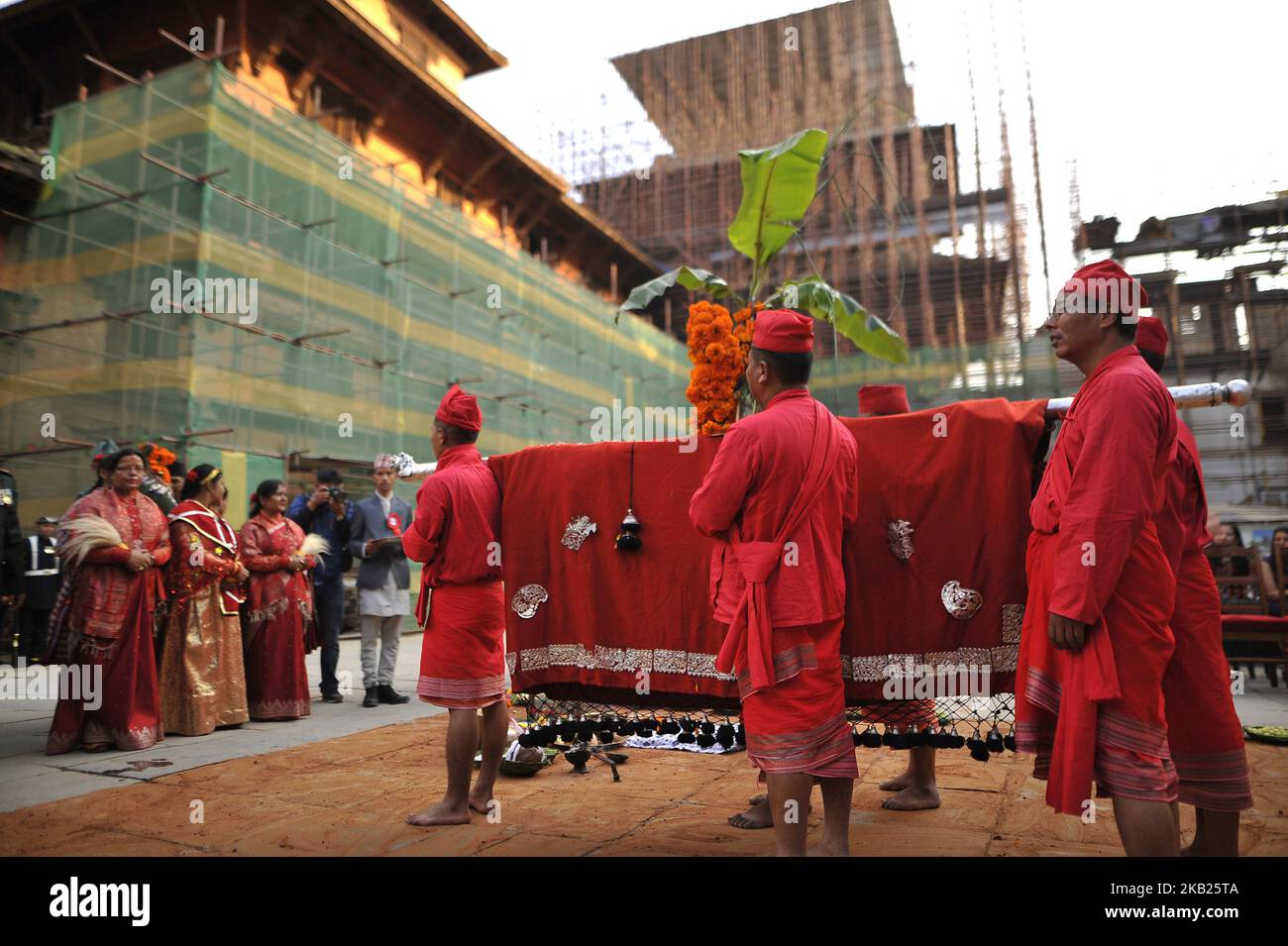 Nepalese priests along with devotees brought Fulpati festival during ...