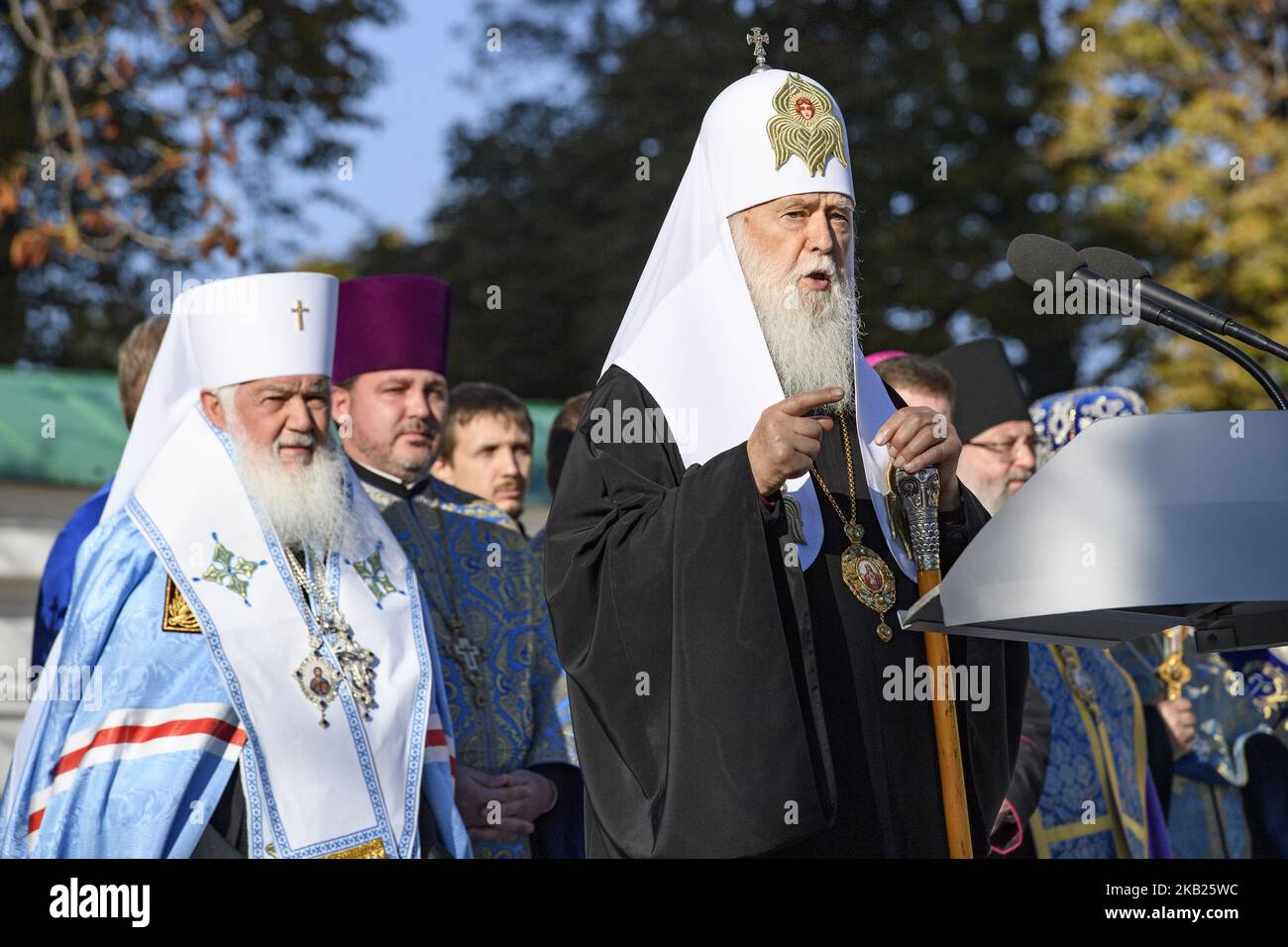 Patriarch Filaret, head of the Ukrainian Orthodox Church of the Kyiv ...
