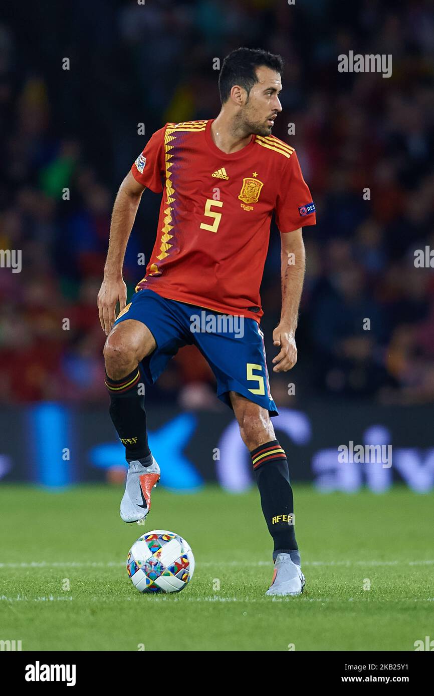 Sergio Busquets with the ball of Spain with the ball during the UEFA ...