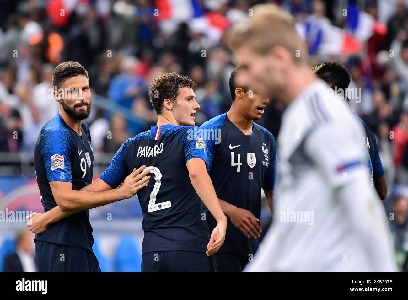 Olivier Giroud #9 and benjamin pavard #2 (FRA) during the Nation League ...