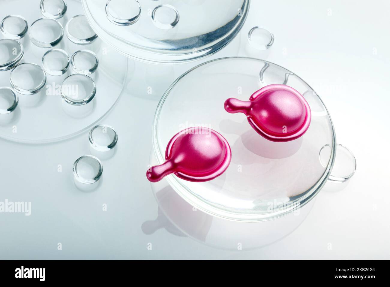 Serum capsules for healthy skin. Abstract cosmetic laboratory. Chemical ...