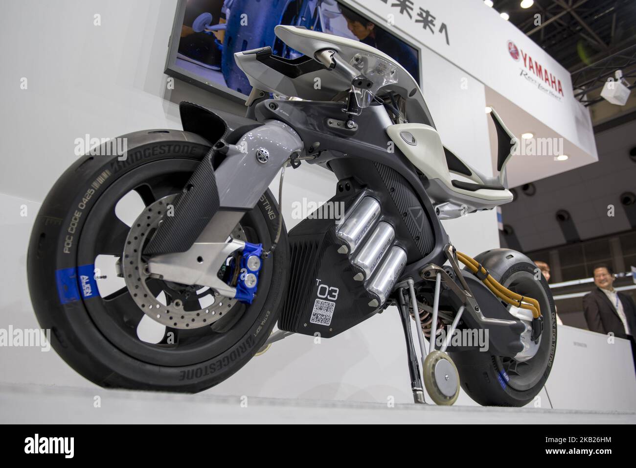 A concept motorcycle with autonomous capabilities balances itself at ...