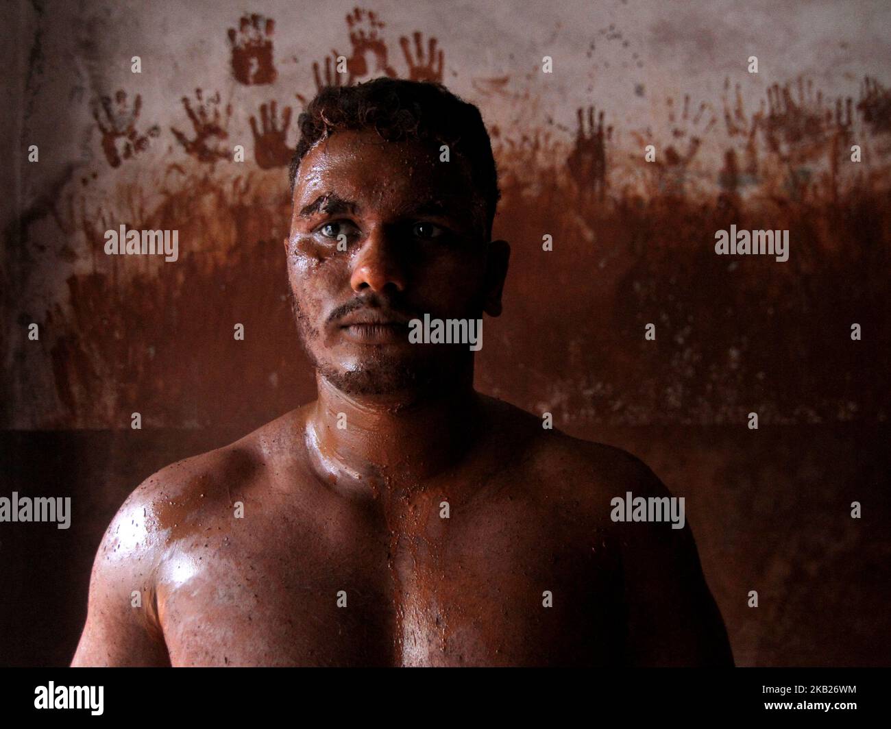 Pehlwan(Wrestler) pose for a picture at a taleem(Akhada/Wrestling ...