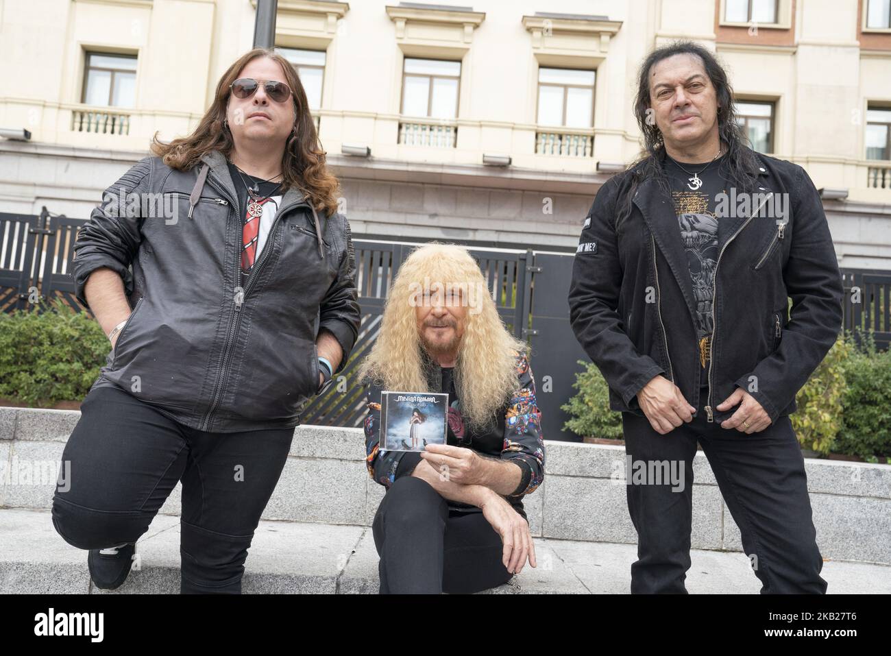 the rock group Medina Azahara poses during the presentation of his new ...