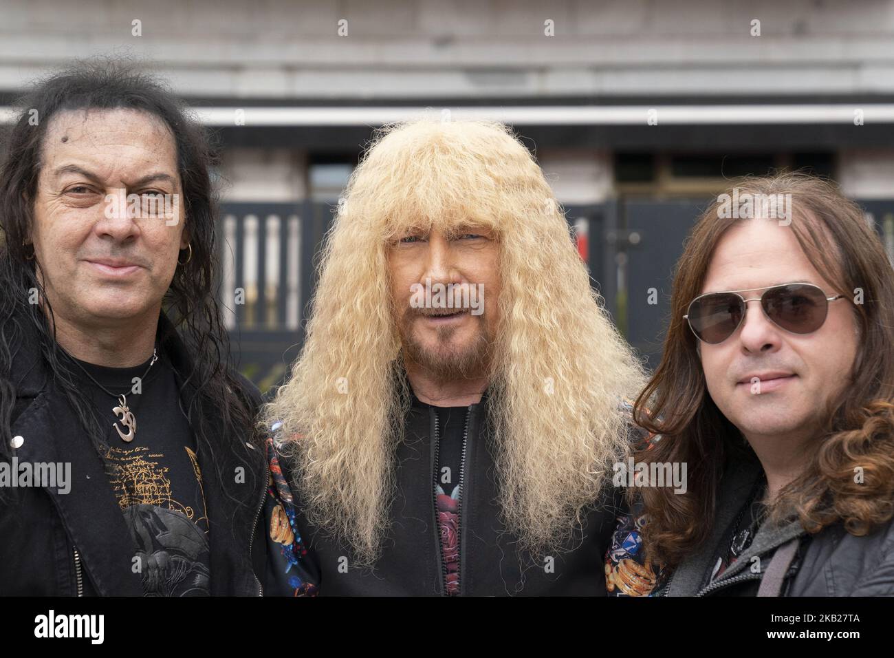 the rock group Medina Azahara poses during the presentation of his new ...