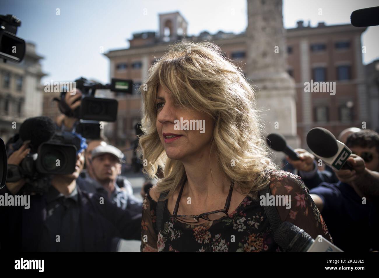 The Minister of the South and Social Cohesion, Barbara Lezzi enters at ...