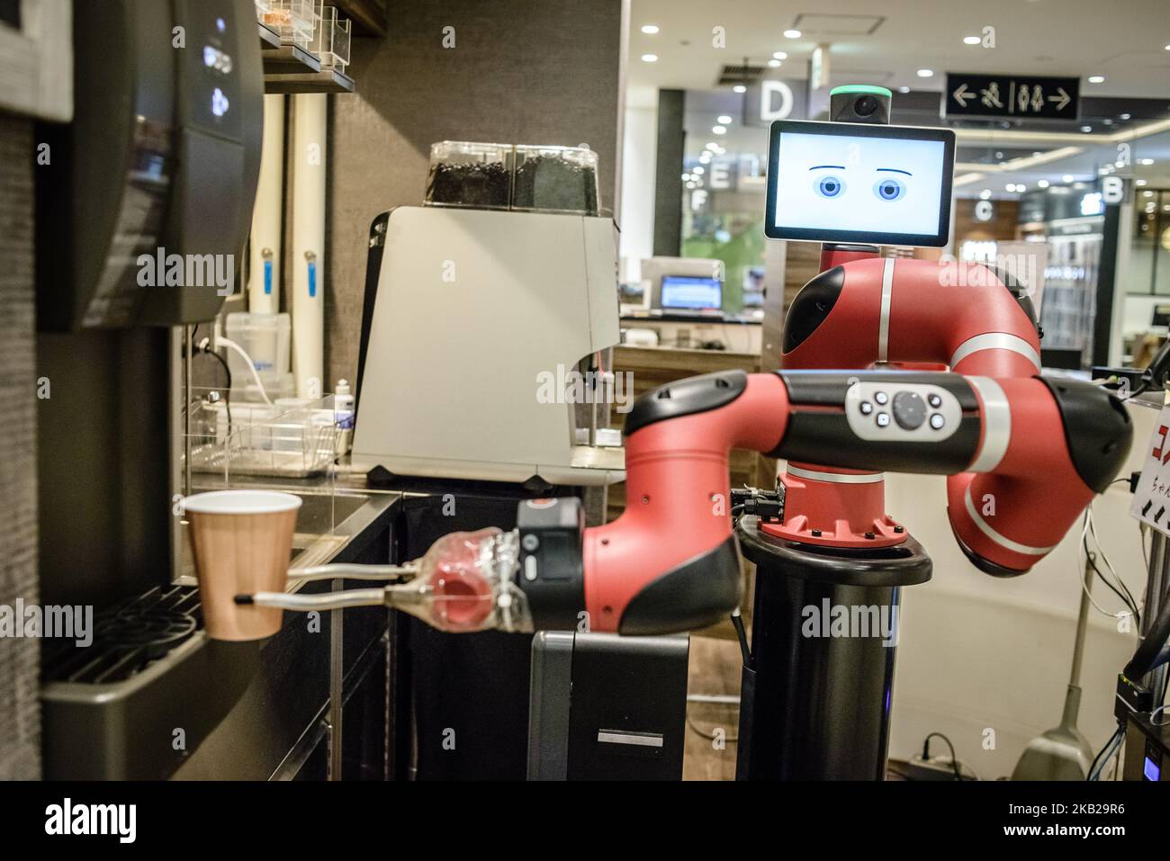 A robot barista to serve coffee at Henn na Cafe, Shibuya district ...