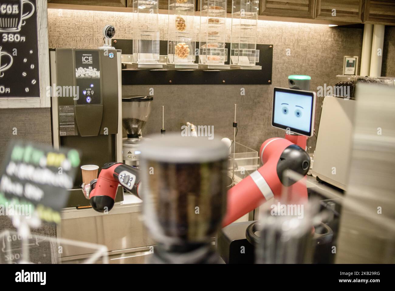 A robot barista to serve coffee at Henn na Cafe, Shibuya district ...