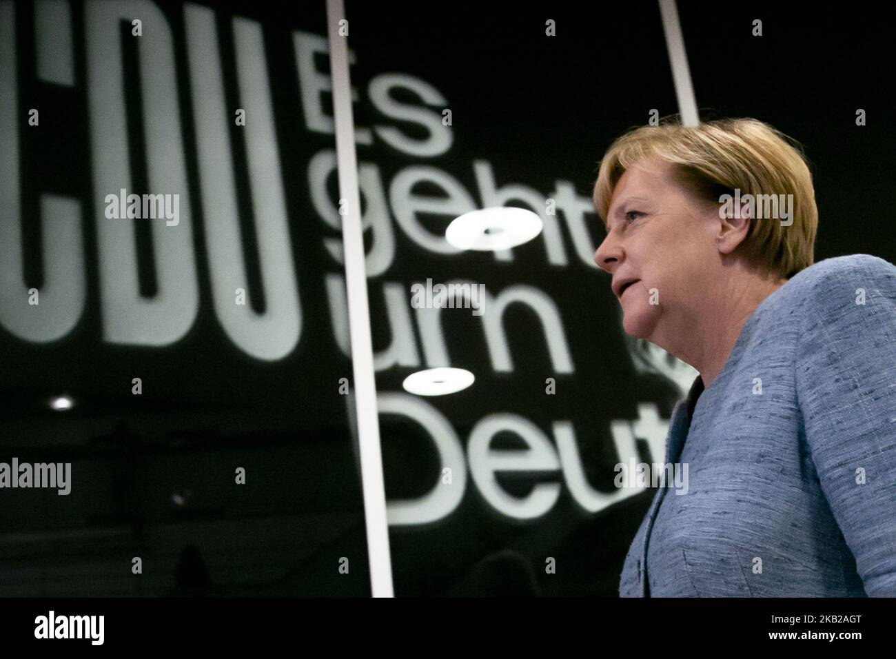 German Chancellor Angela Merkel arives to a press conference at Konrad ...