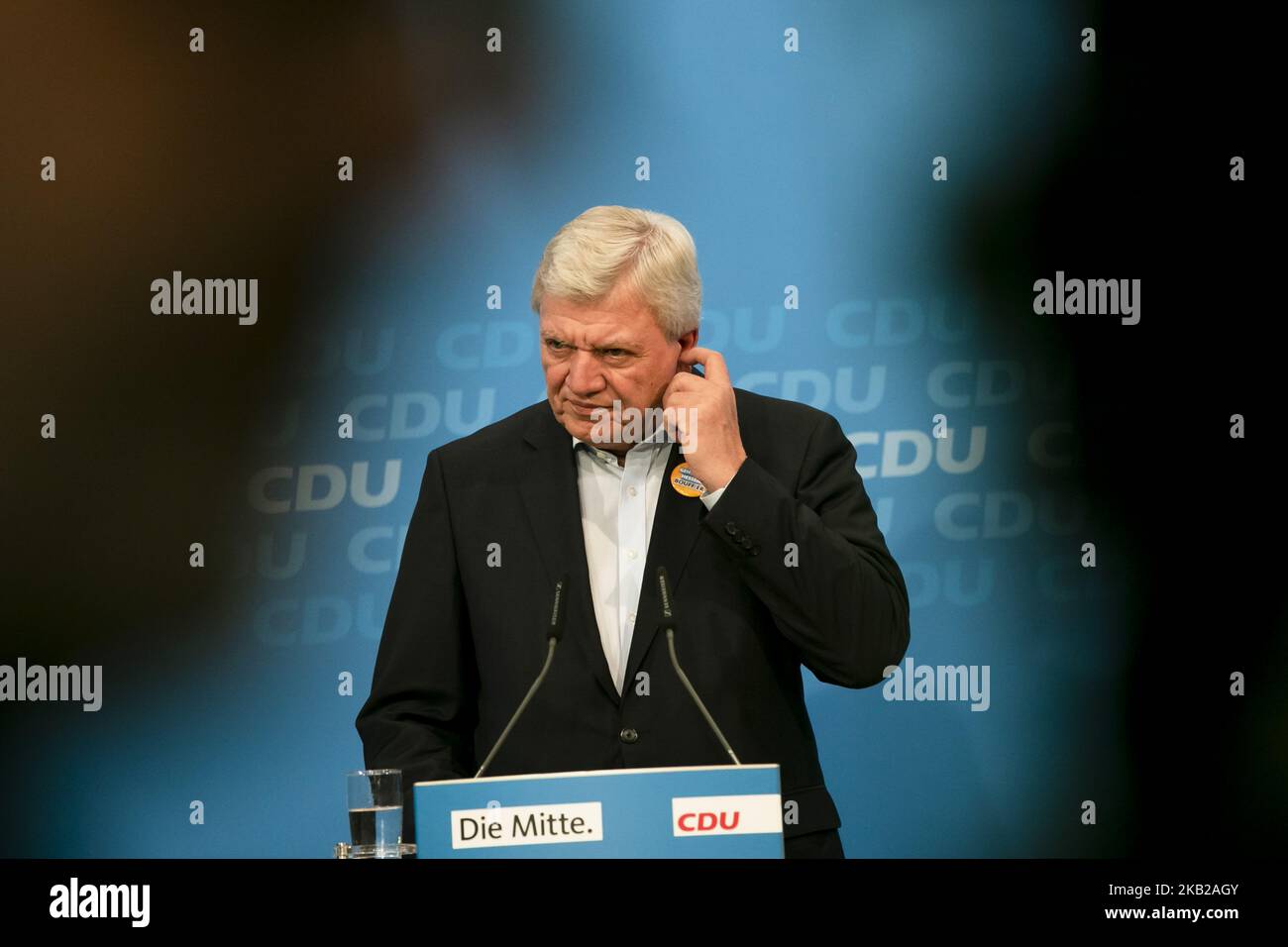 Prime Minister of Hessen Volker Bouffier is pictured during a press ...