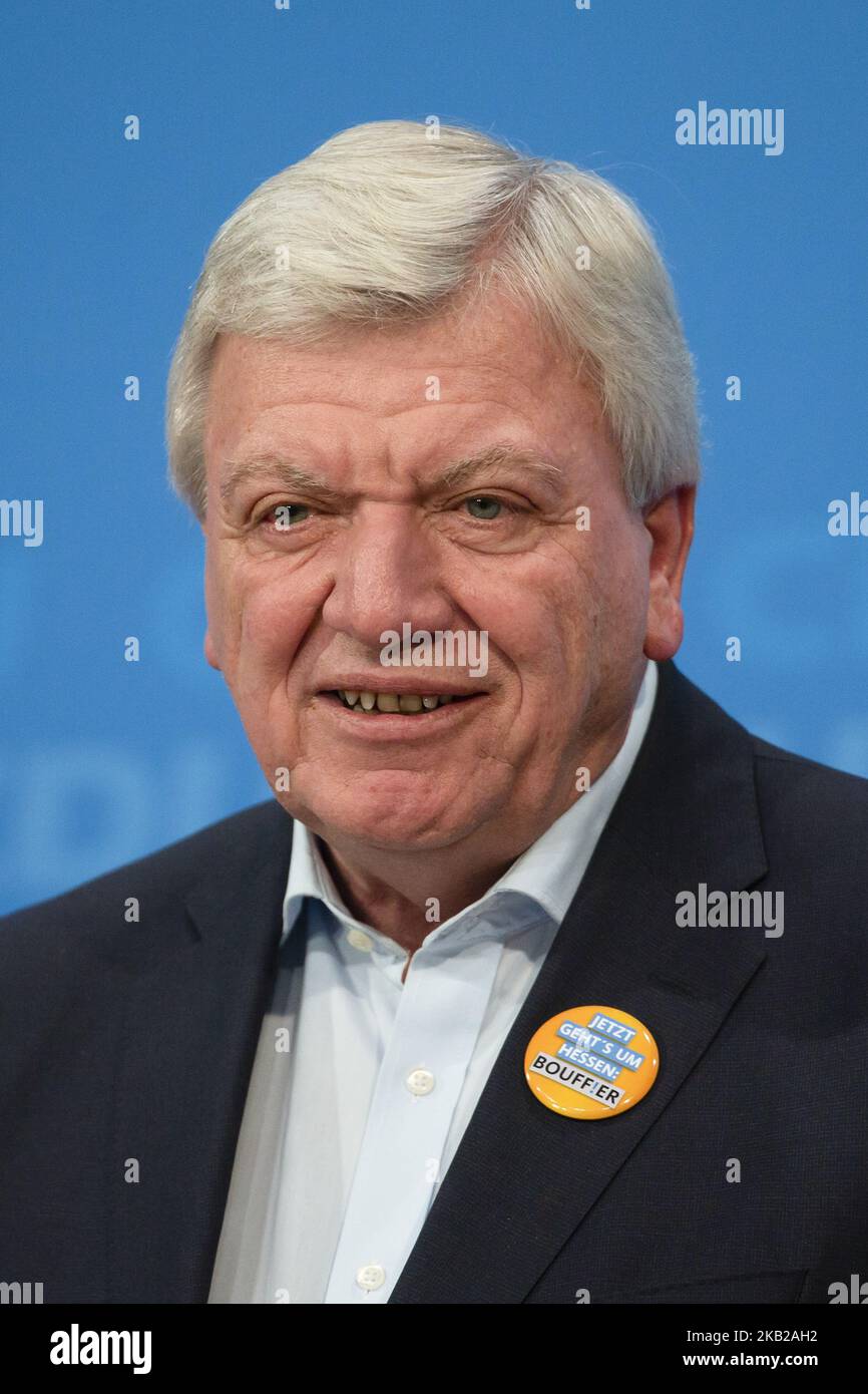 Prime Minister of Hessen Volker Bouffier is pictured during a press ...