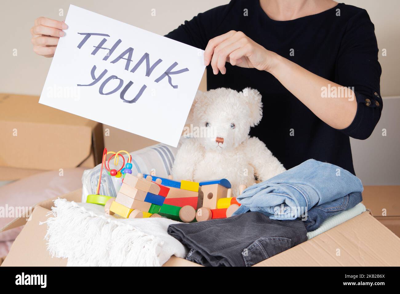 Thank you for donation. Volunteers collecting donations for charity ...