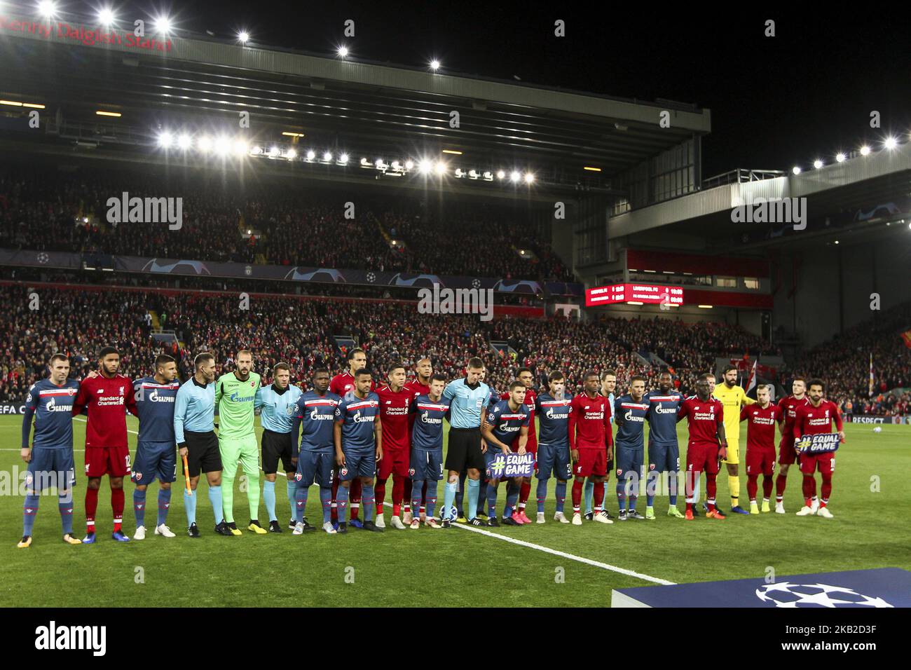 Crvena Zvezda team and Liverpool team pose in order to be photographed ...