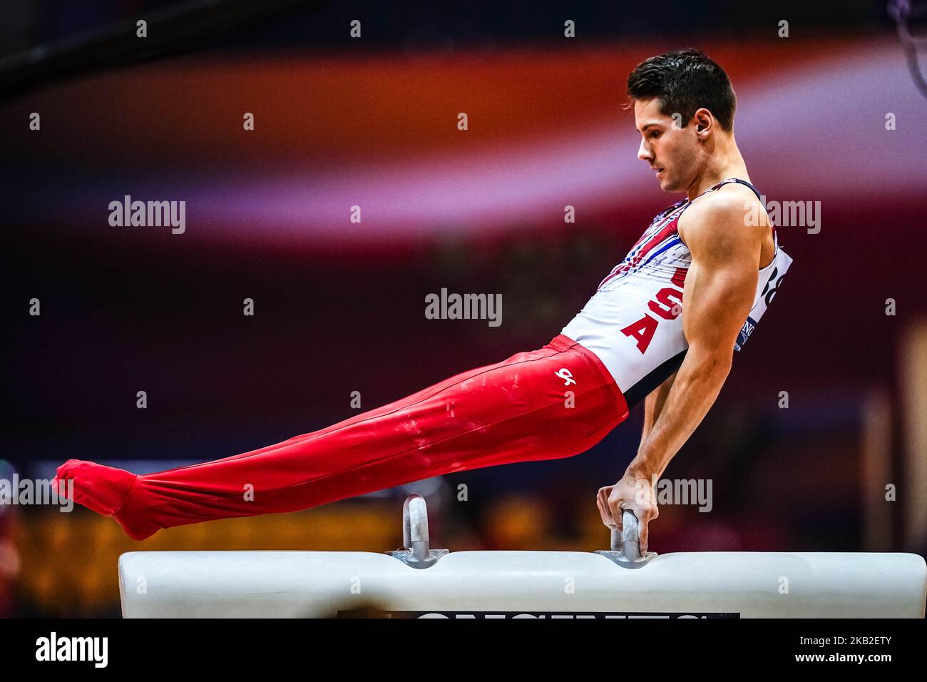 Alec Yoder of United States during Pommel Horse qualification at the ...