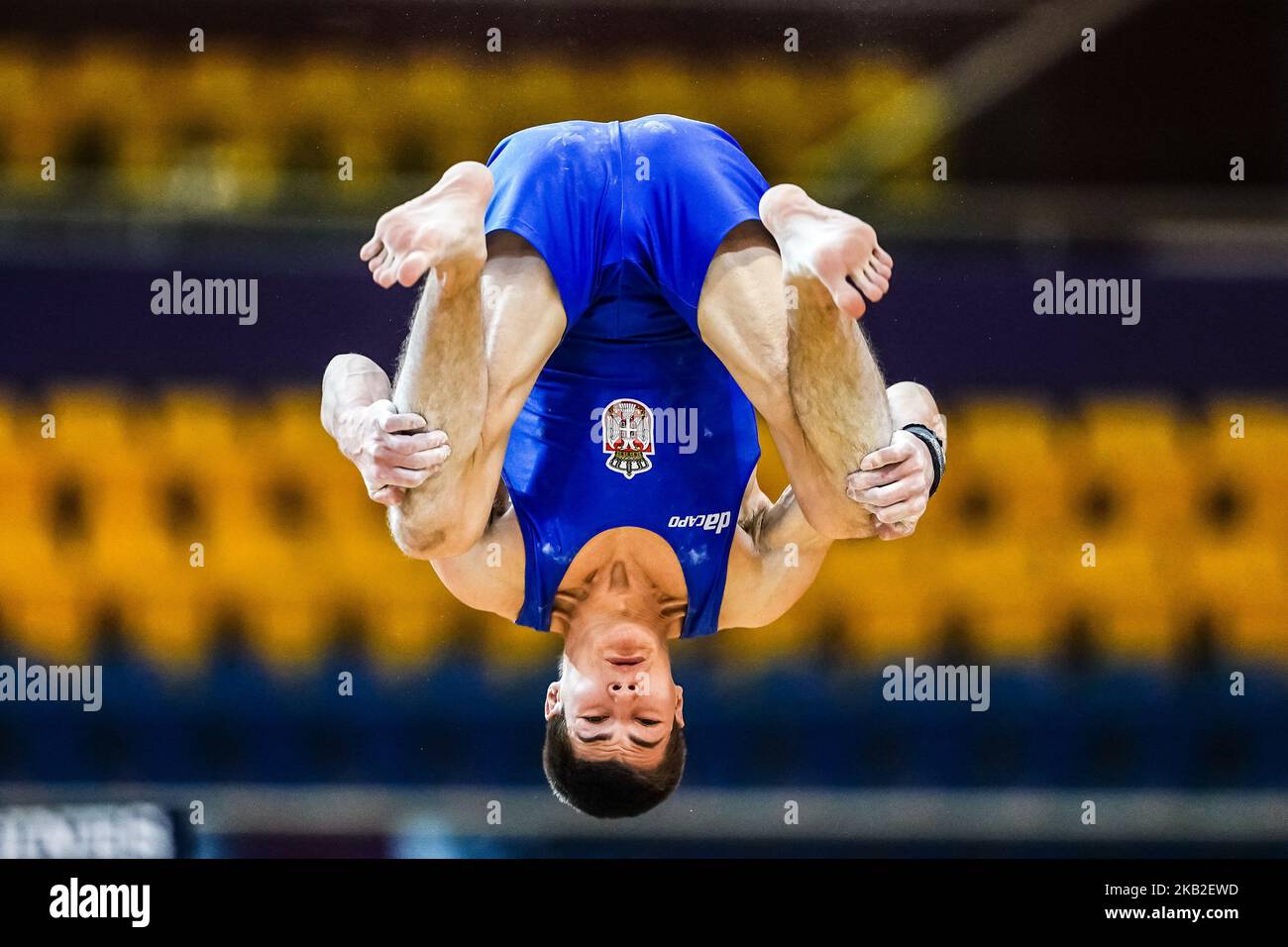 Nikola Jurkov?c of Serbia during Floor qualification at the Aspire Dome ...