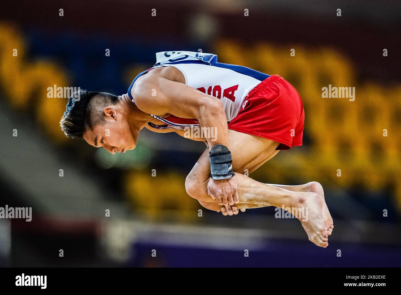 Yul Moldauer of United States during Floor qualification at the Aspire ...