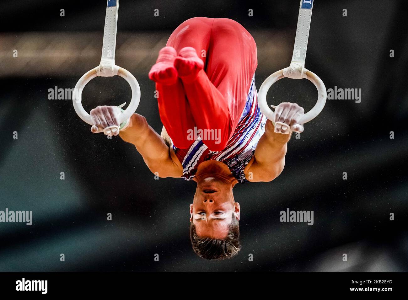 Alec Yoder of United States during Rings qualification at the Aspire ...